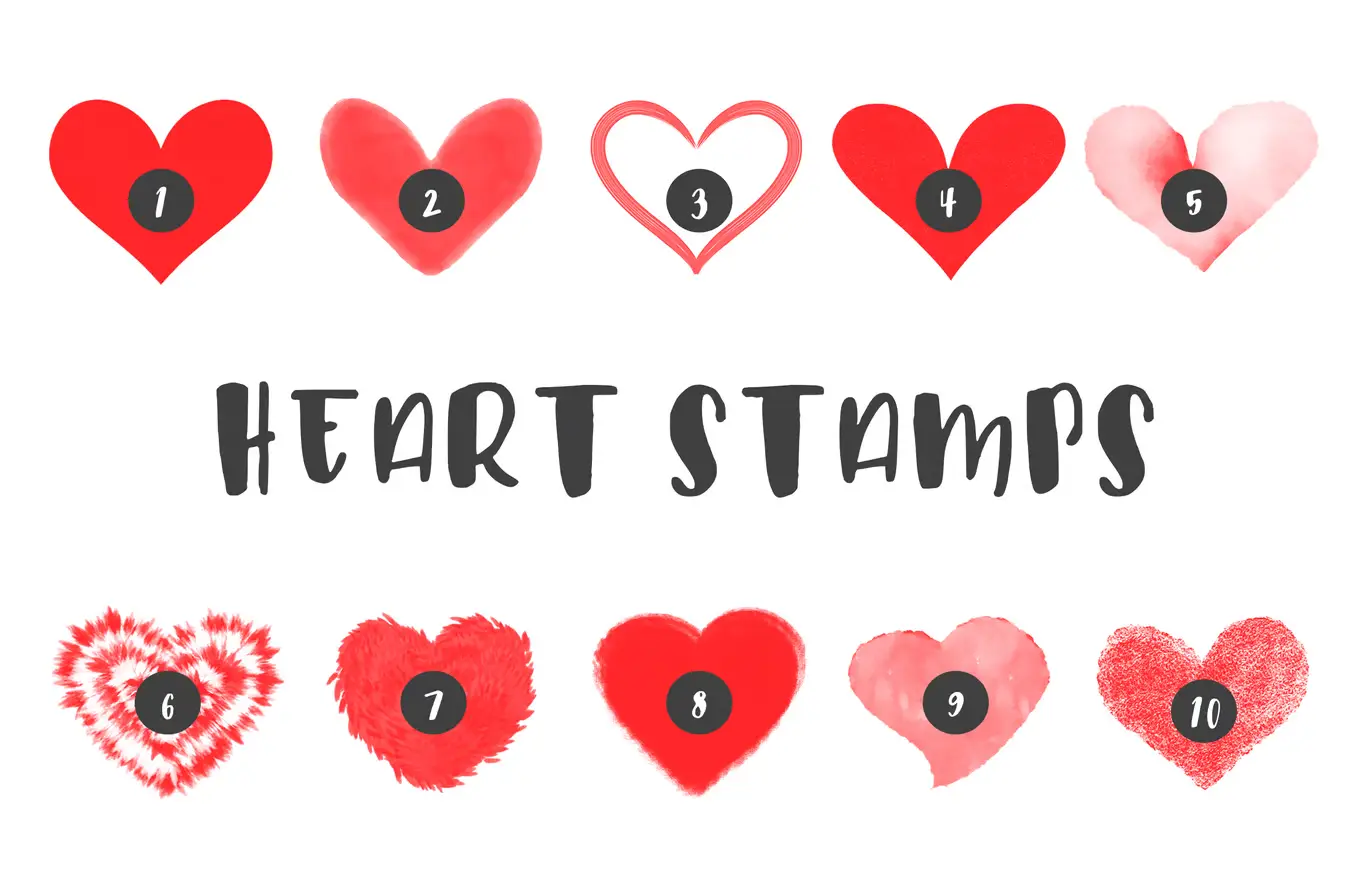 Procreate Valentine Hearts Stamp Brushes - Brushes Pack