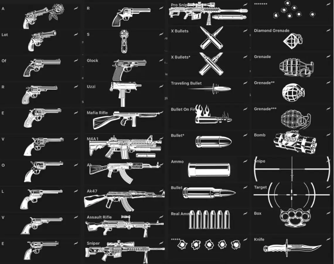 40 Procreate Guns stamps Free Download