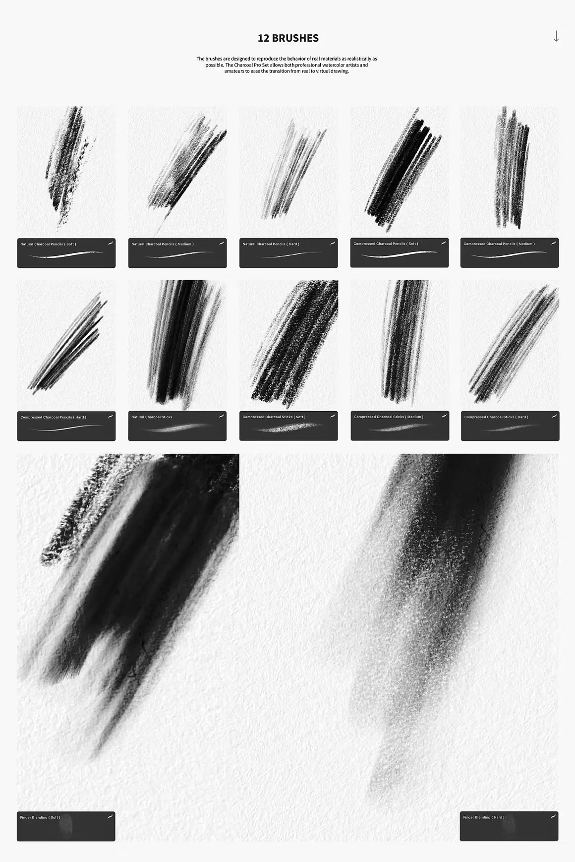 Charcoal Pro Set for Procreate App - Brushes Pack
