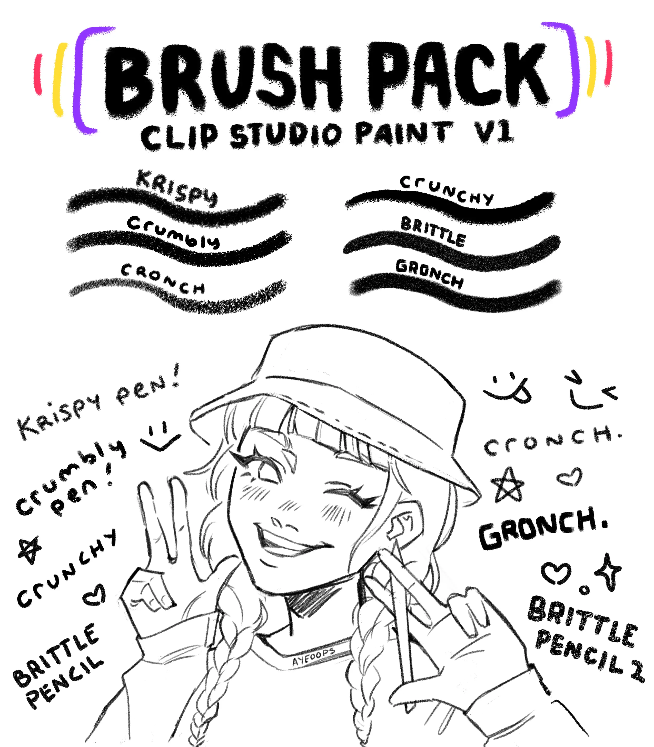 CLIP STUDIO PAINT v1 - textured crispy brush pack by ayeoops - Free ...