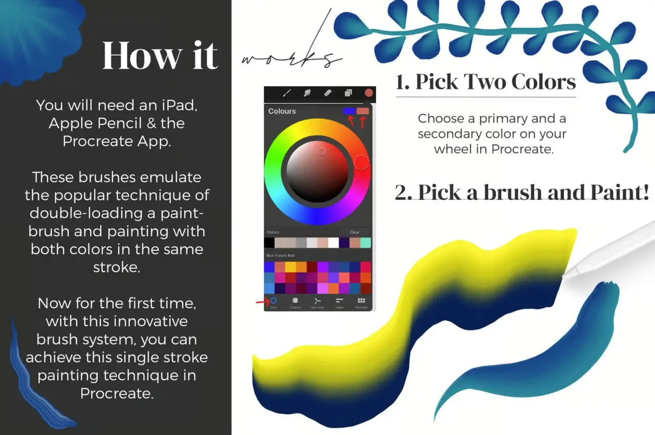 Dual Color Brushes for Procreate Free Download