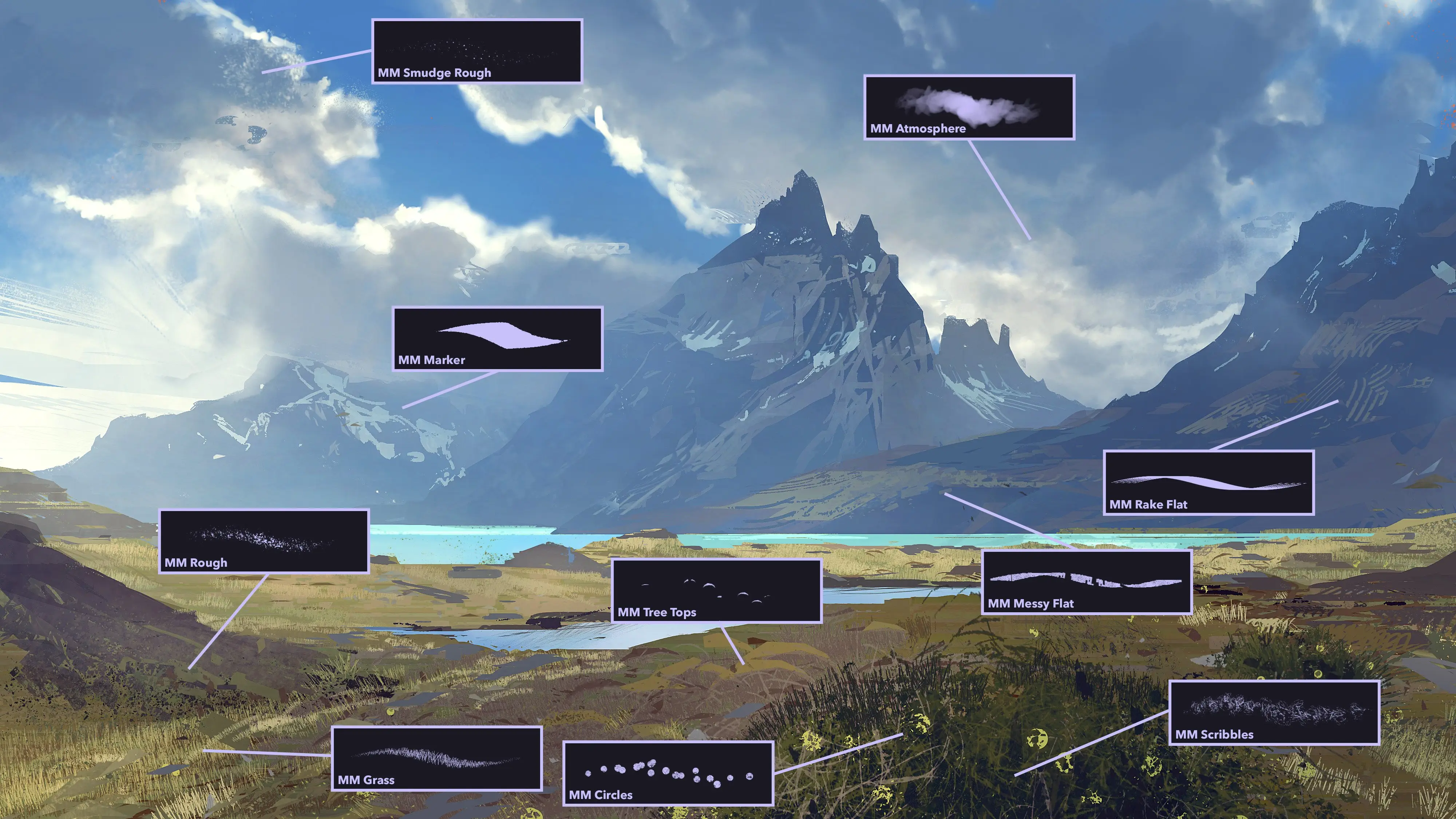 Flat+Angular Brush Pack - 42 Custom Brushes for Photoshop & Procreate + Demo Videos Free Download