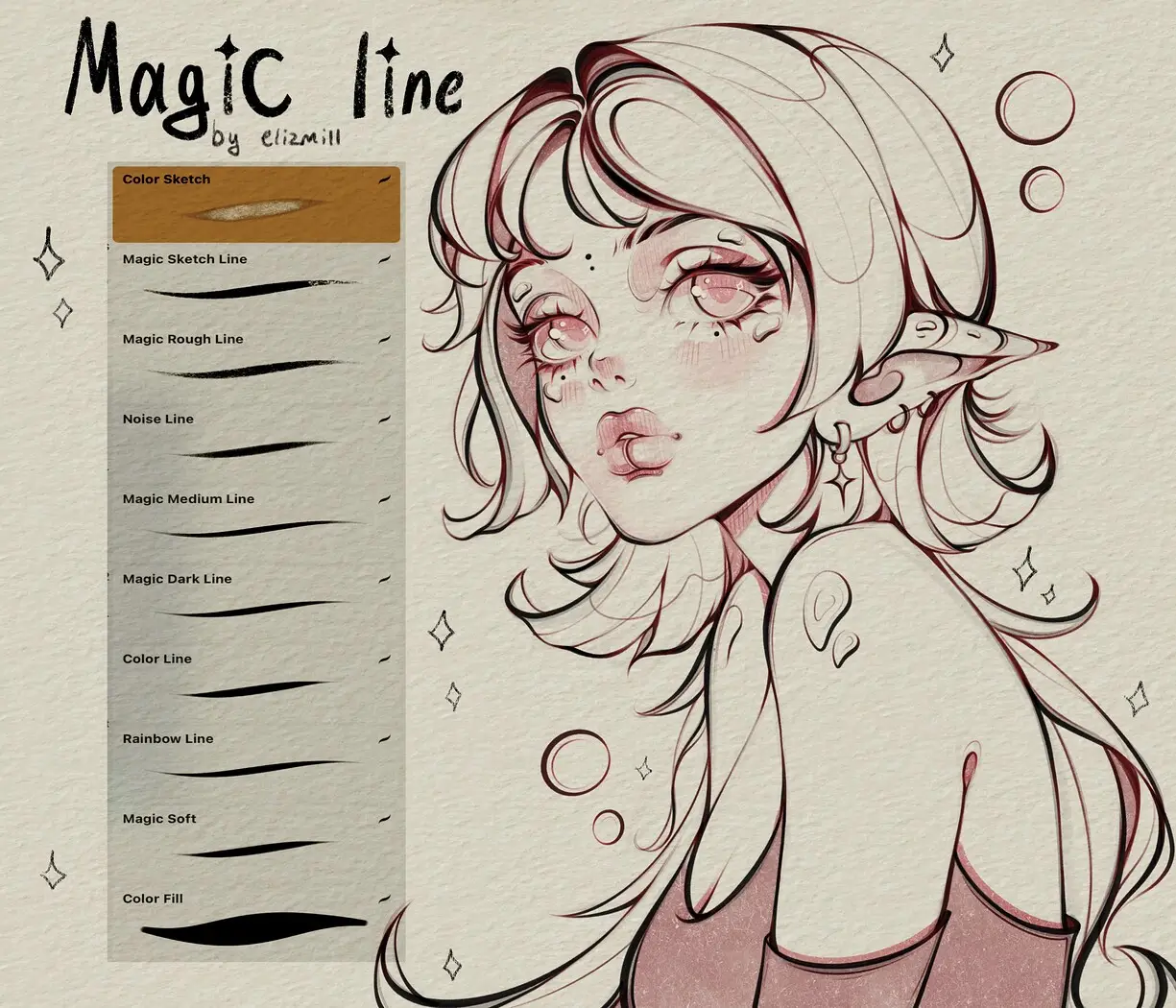 Magic Line Art Brushes for Procreate Free Download
