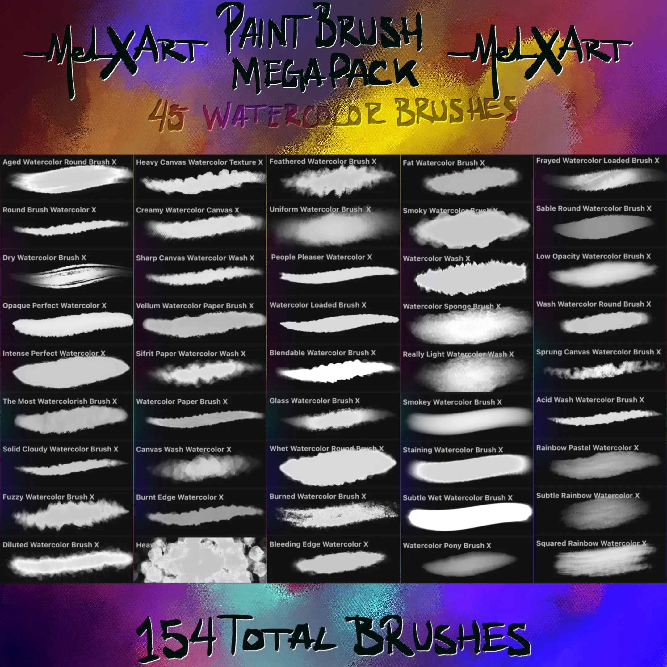 MelXArt Procreate Brush MEGAPACK! Oil, Watercolor, Acrylic Free Download