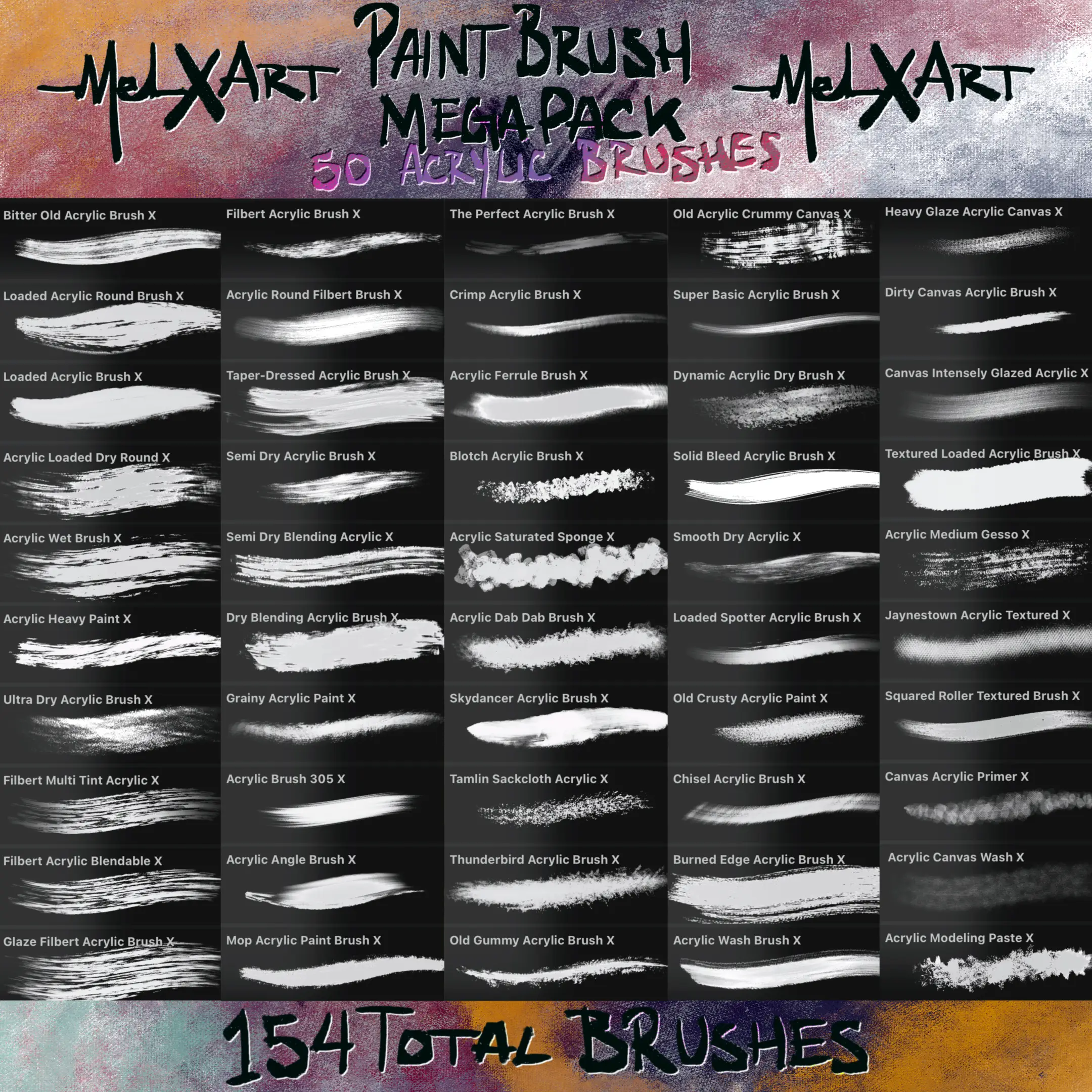 MelXArt Procreate Brush MEGAPACK! Oil, Watercolor, Acrylic Free Download