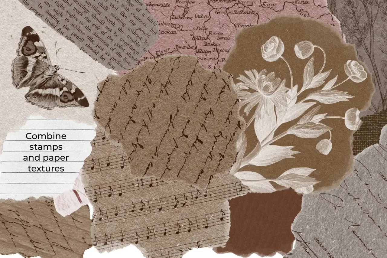 Mixed Media Collage Brushes for Procreate Free Download