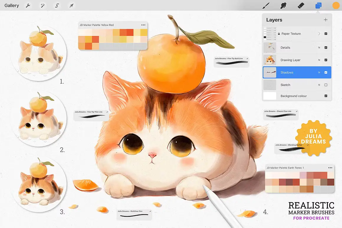 Realistic Marker Procreate Brushes Free Download