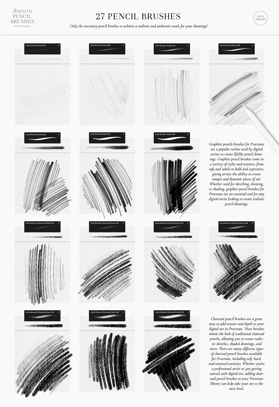 Realistic Pencil Procreate Brushes Free Download