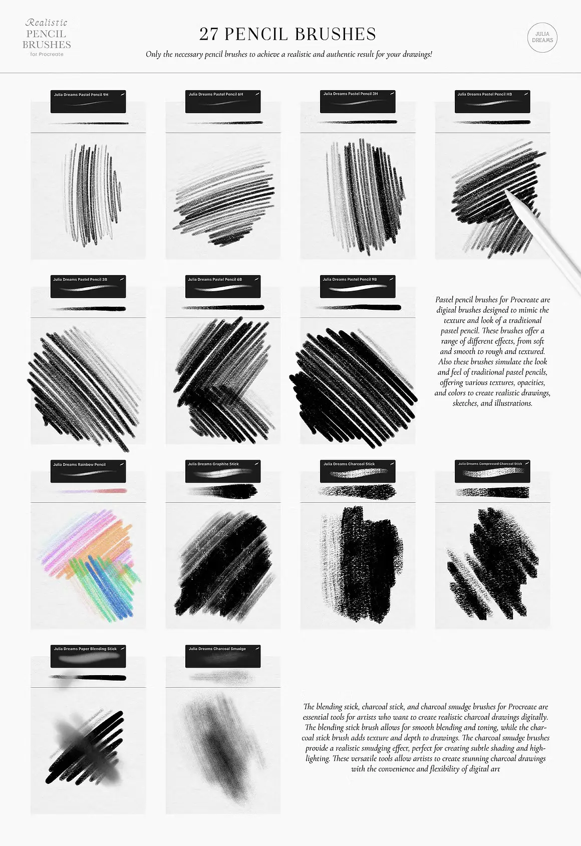 Realistic Pencil Procreate Brushes Free Download