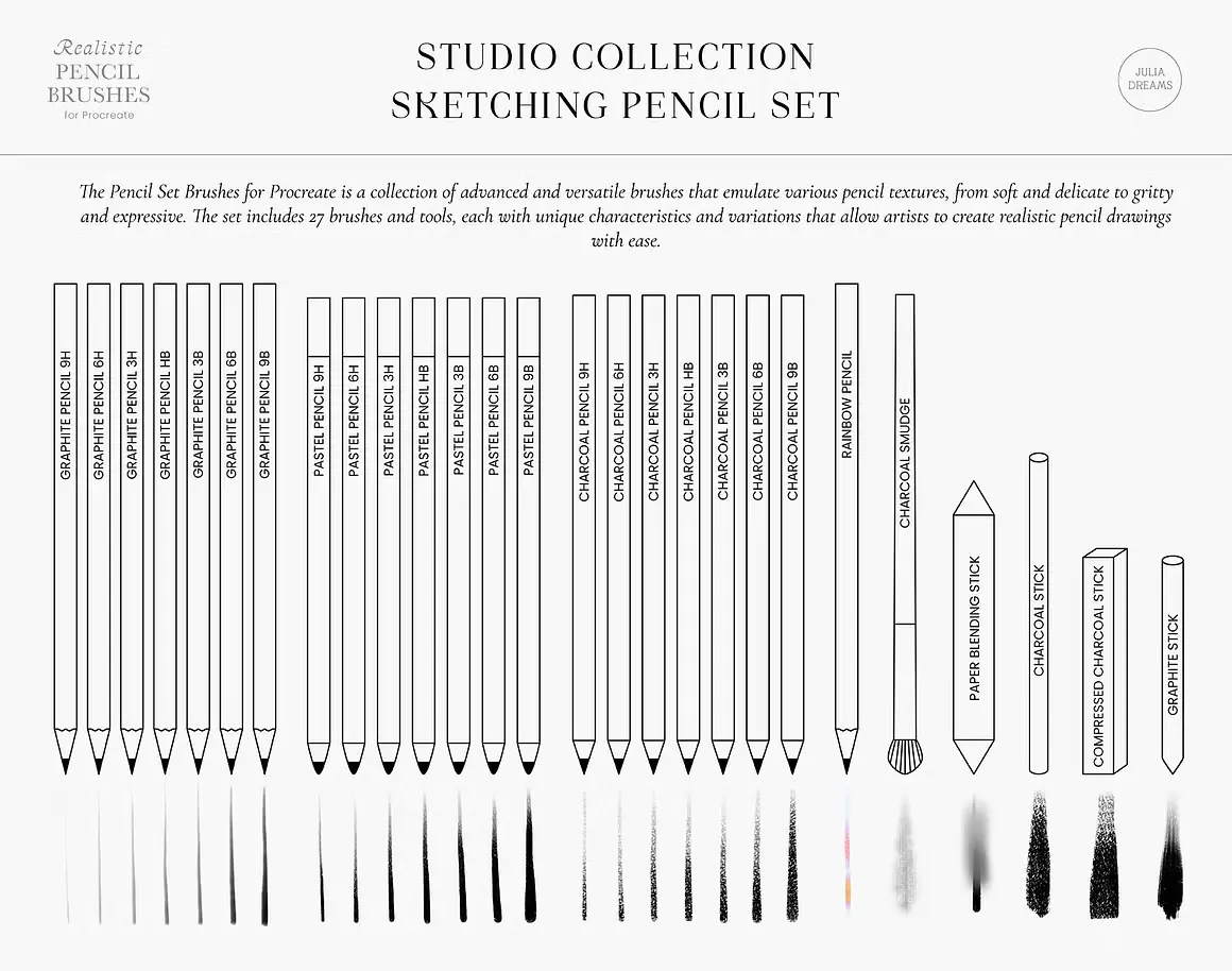 Realistic Pencil Procreate Brushes Free Download