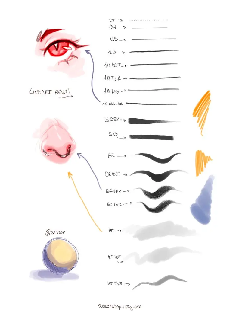 Sazor lineart finemarkers Procreate Brushset - Brushes Pack