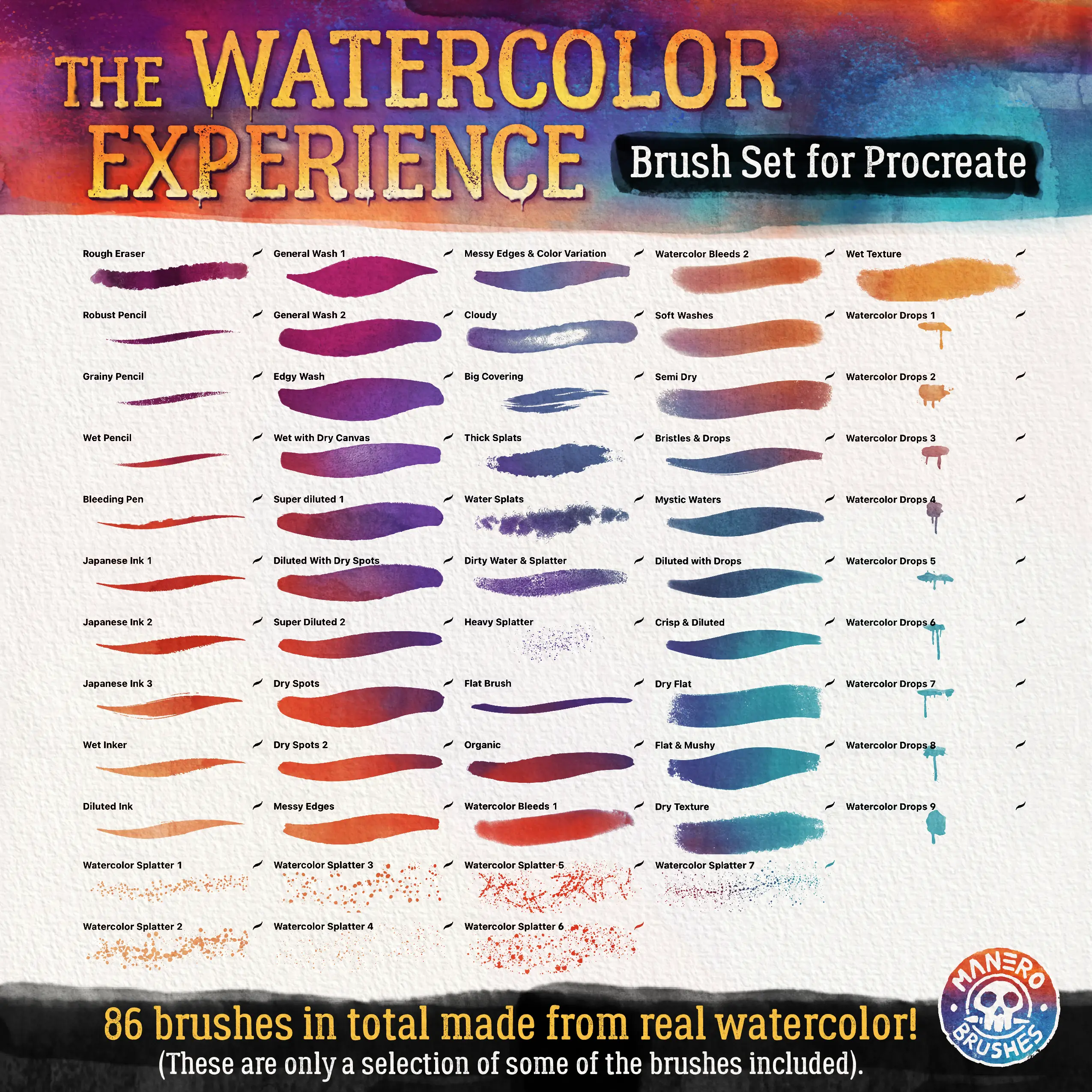 The Watercolor Experience Brush Set for Procreate Free Download