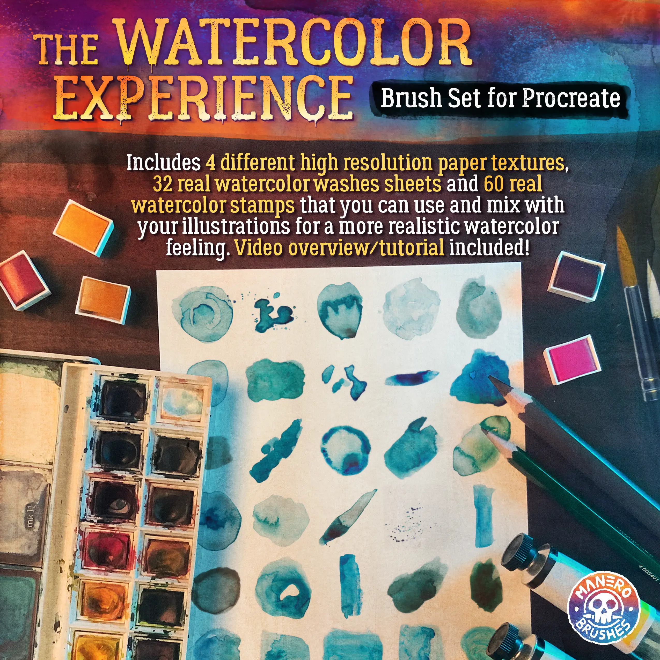 The Watercolor Experience Brush Set for Procreate Free Download