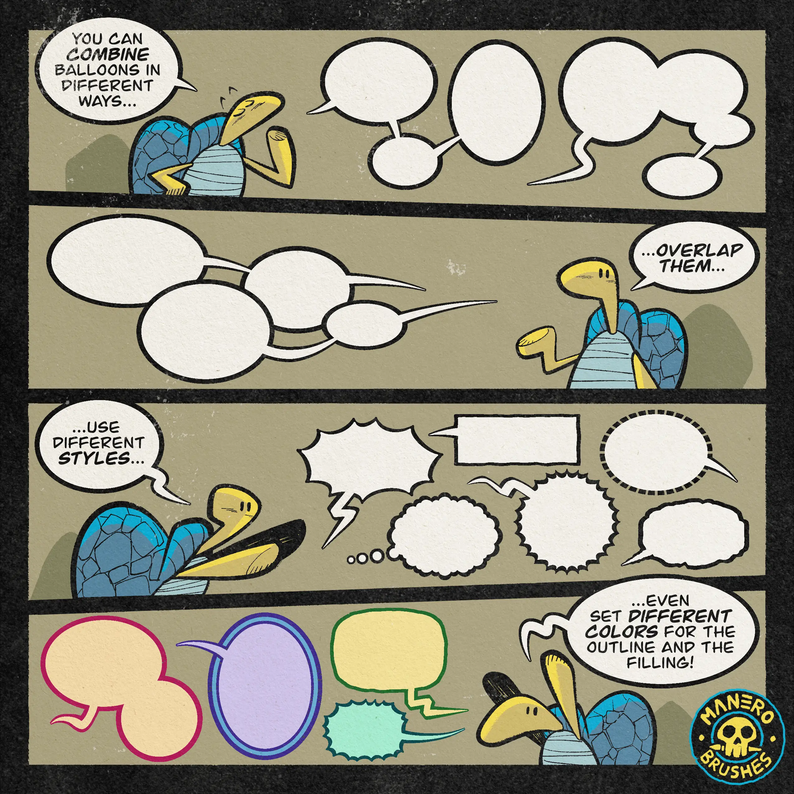 Ultimate Dynamic Comic Panels, Balloons and SFX Toolkit for Procreate ...