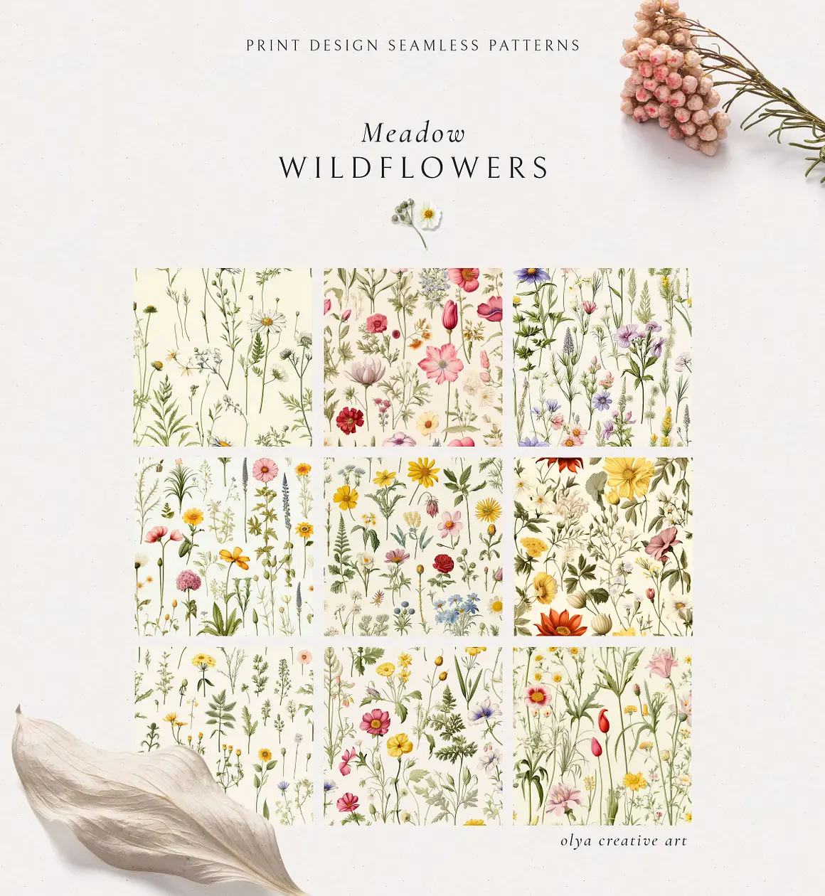 Wildflowers Print Seamless Patterns - Free Download