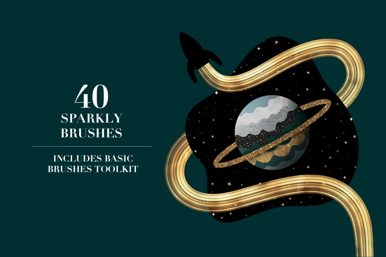 Procreate Sparkly & Metallic Effect Brushes Free Download