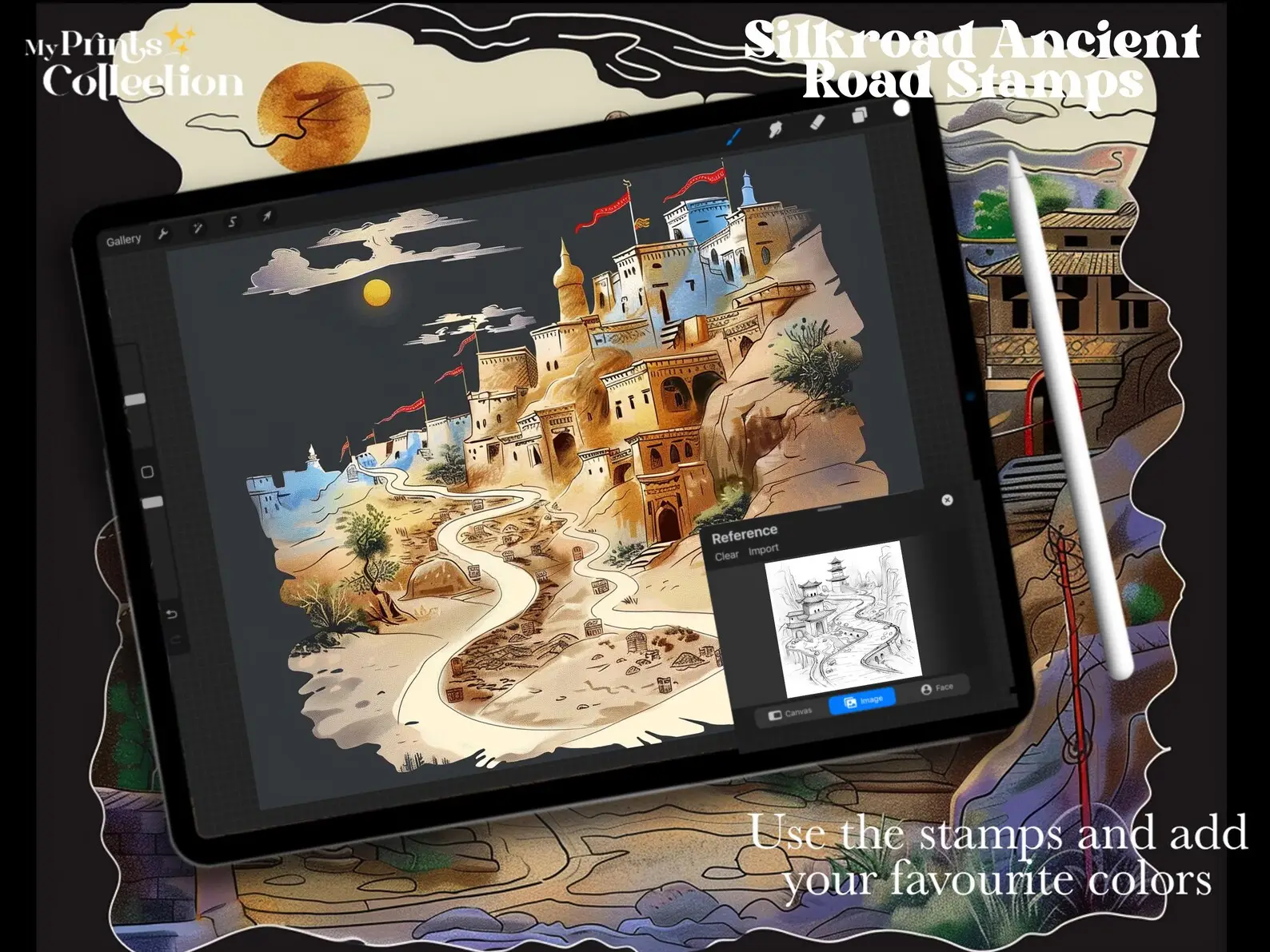 100 Silkroad ancient road stamp brushes procreate Free Download