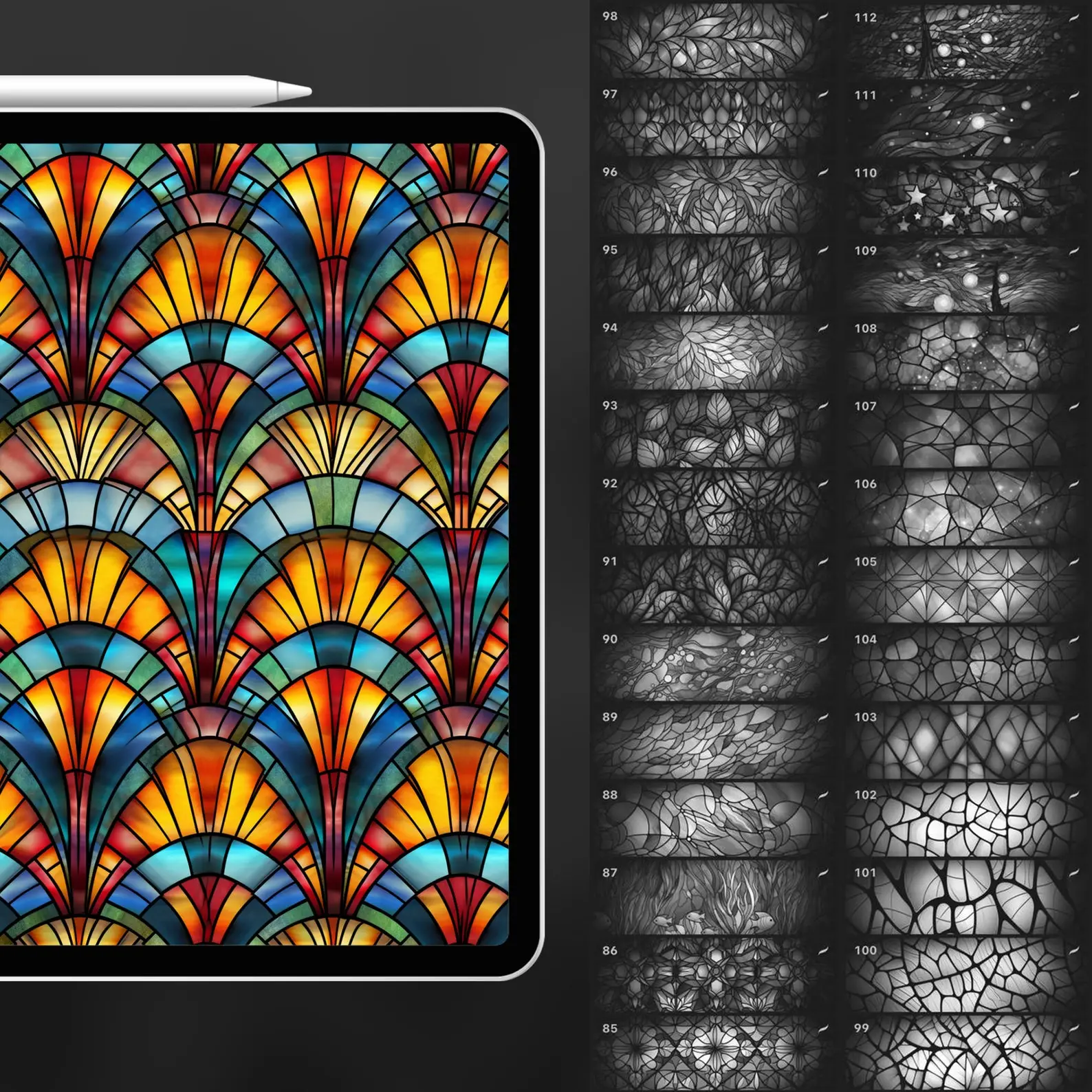140 textures Stained glass brushes procreate Free Download