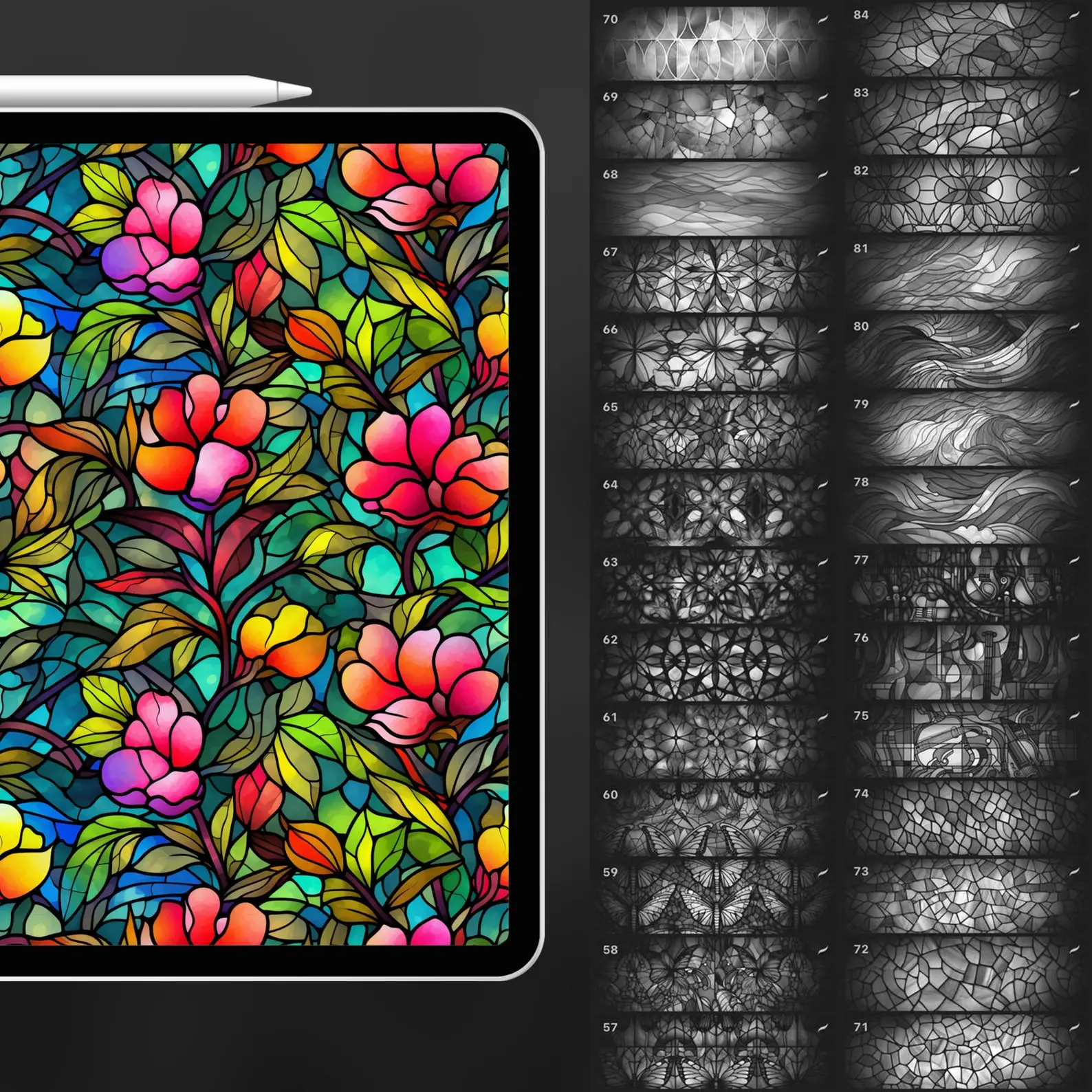 140 textures Stained glass brushes procreate Free Download