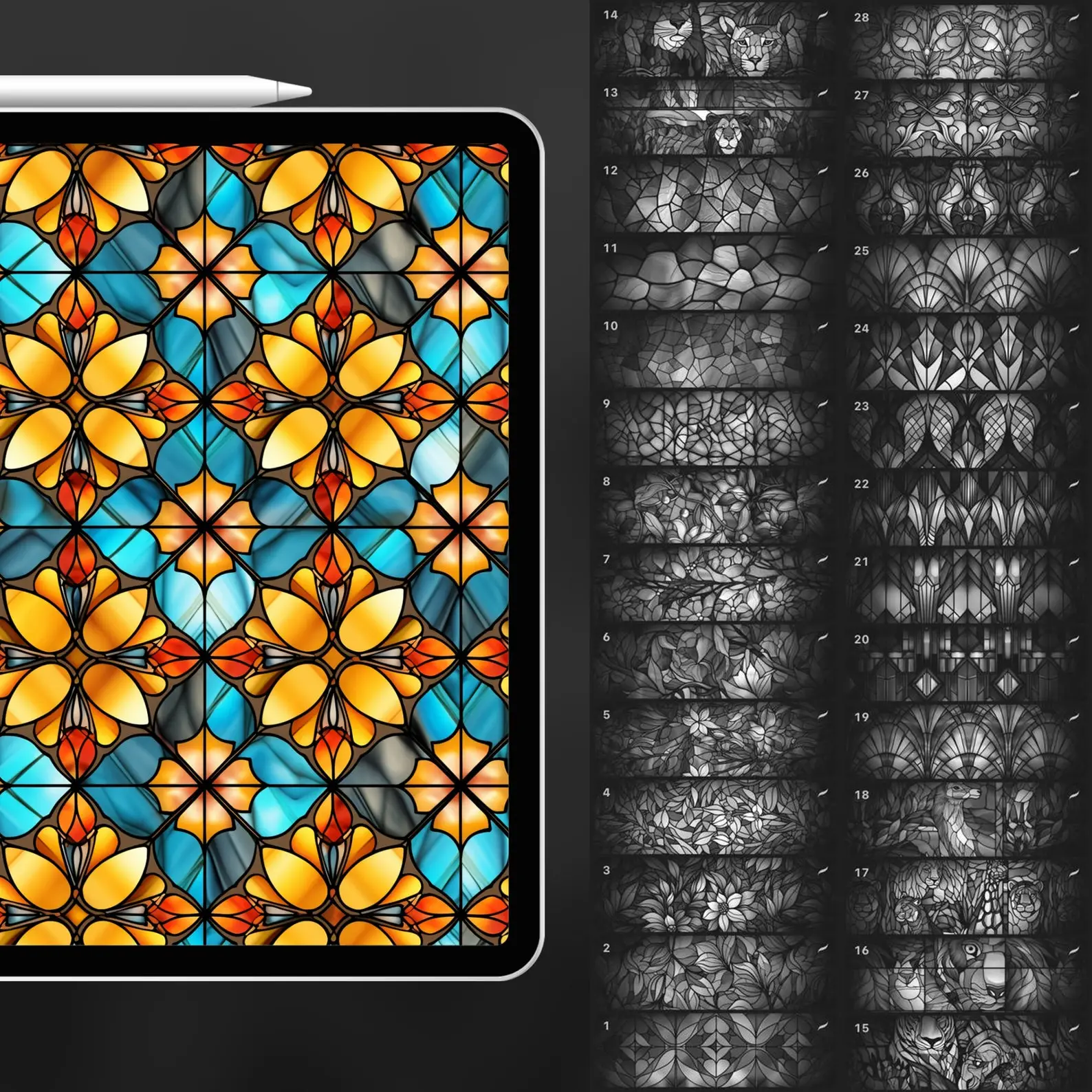 140 textures Stained glass brushes procreate Free Download