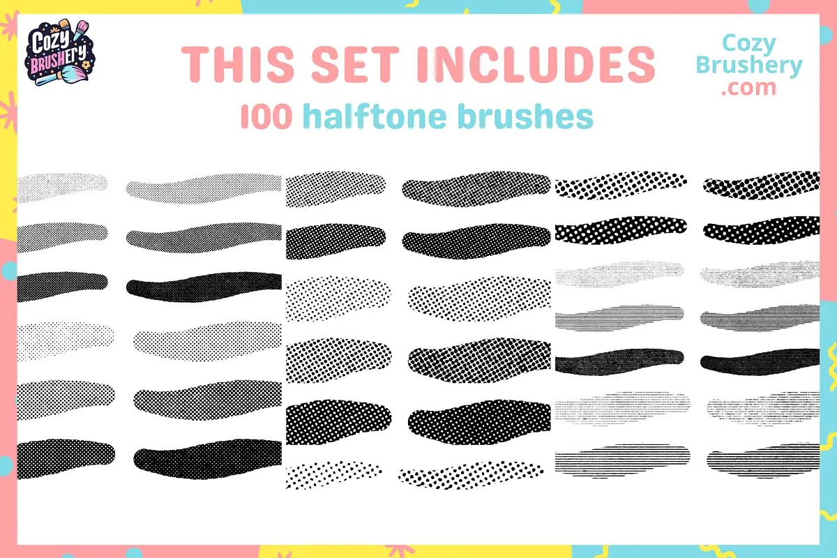 200+ Halftone Brushes for Procreate Free Download