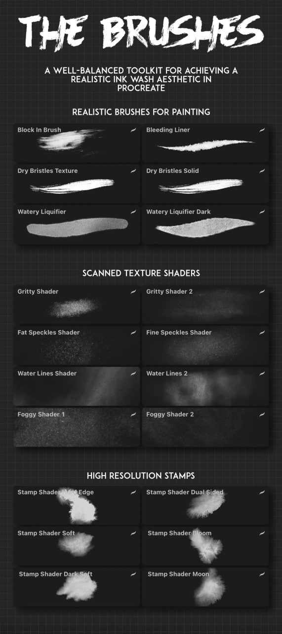Ink Wash 2022 - Brushes for Procreate - Brushes Pack