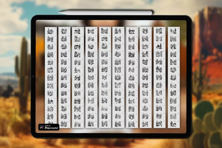 Procreate desert stamps - Western Procreate brushes Free Download