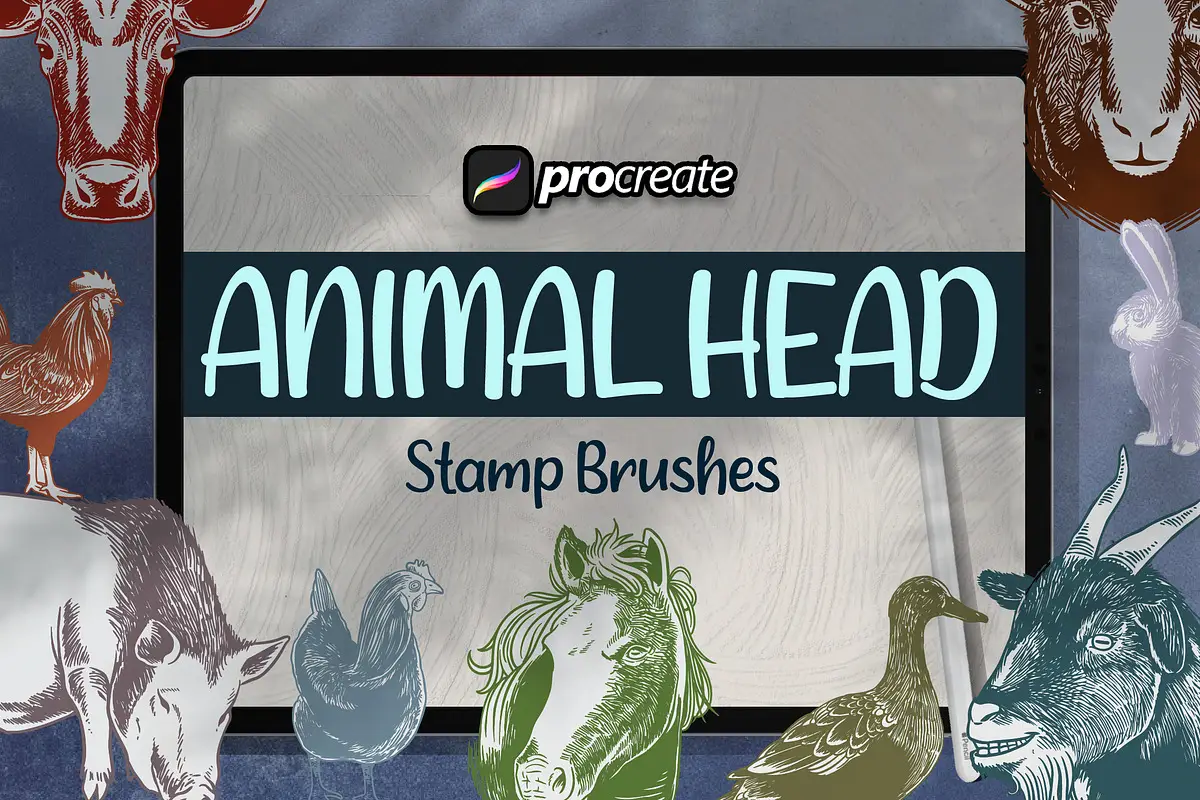 Animal head stamp brushes procreate Free Download