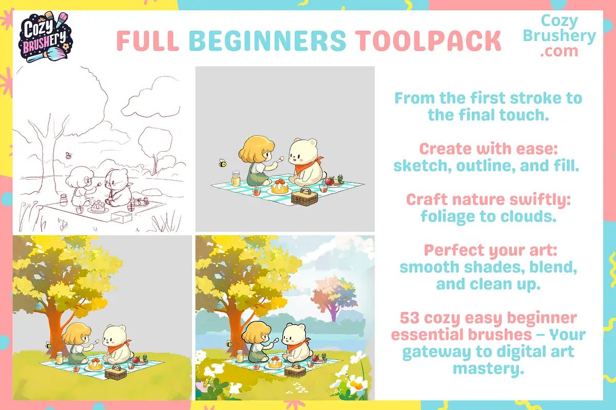 Easy procreate Beginner Essentials - Brushes Pack