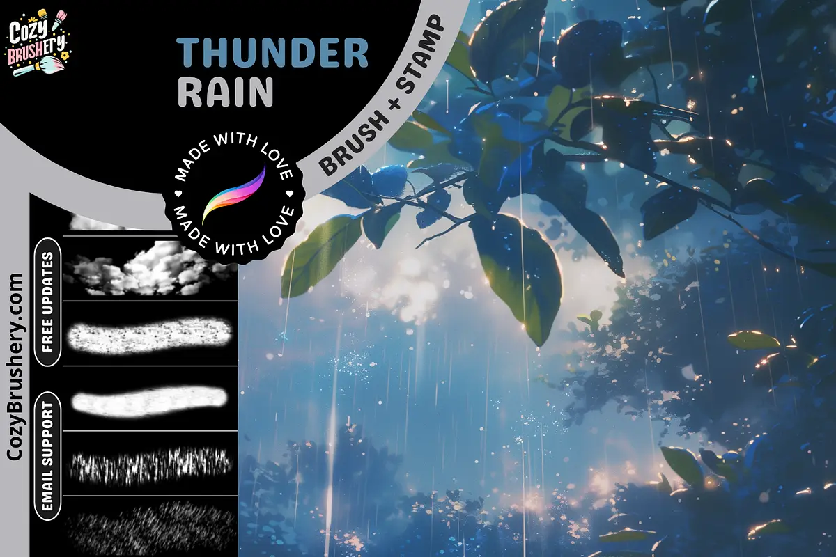 Procreate Rain and Thunder Brushes - Free Download