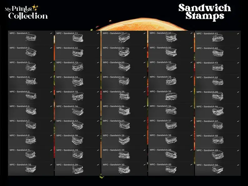 Sandwich food stamp brushes procreate Free Download