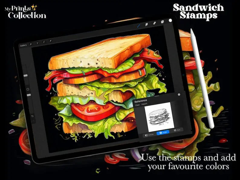Sandwich food stamp brushes procreate Free Download