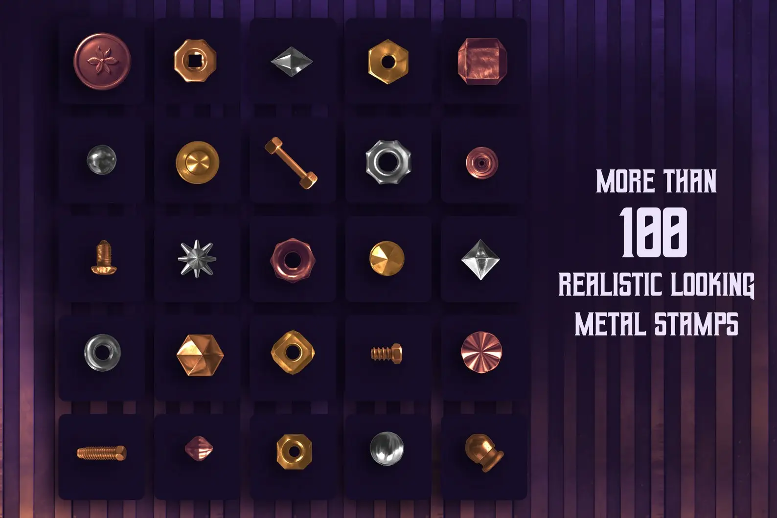 Steampunk brushes for Procreate, Metal textures and stamps Free Download