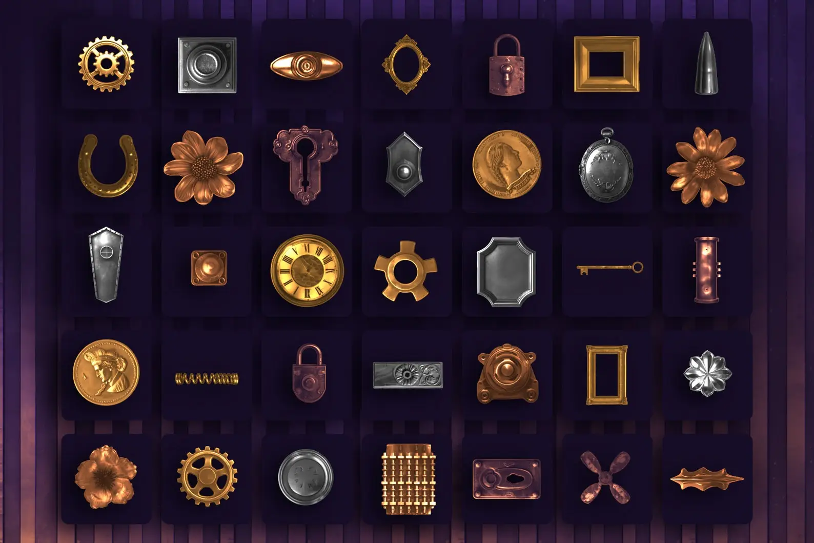 Steampunk brushes for Procreate, Metal textures and stamps Free Download