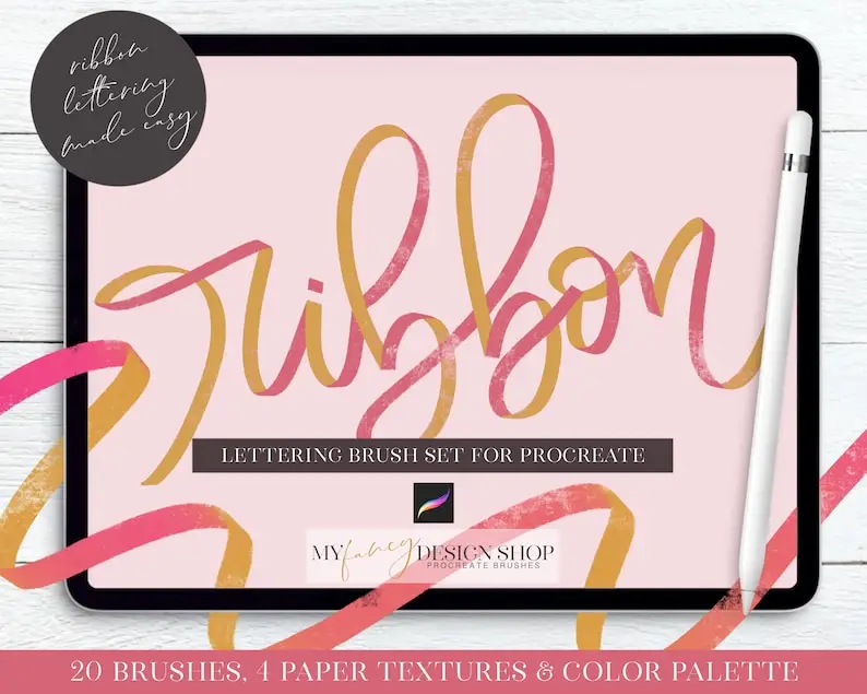 Ribbon Lettering Procreate Brushes – Digital Calligraphy & Hand Lettering