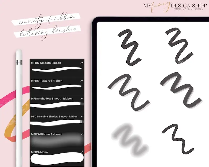 Ribbon Lettering Procreate Brushes – Digital Calligraphy & Hand Lettering