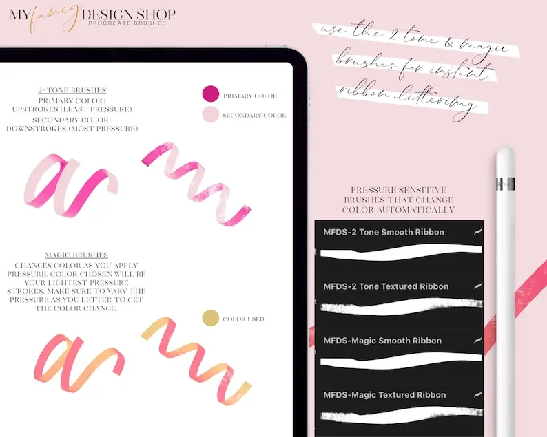 Ribbon Lettering Procreate Brushes – Digital Calligraphy & Hand Lettering