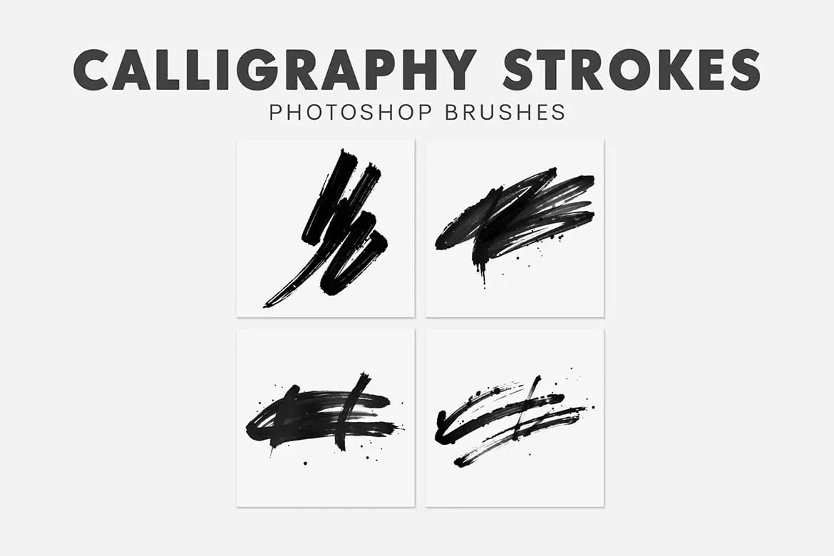 20 Calligraphy Strokes Brushes for Photoshop – Lettering Set