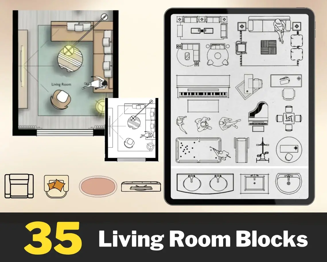 740+ Procreate Interior Design Stamps & Furniture Blocks