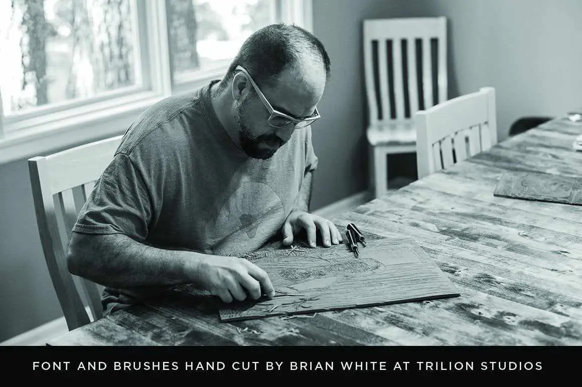 Blockprint Font & Brush Pack for Adobe Illustrator & Photoshop