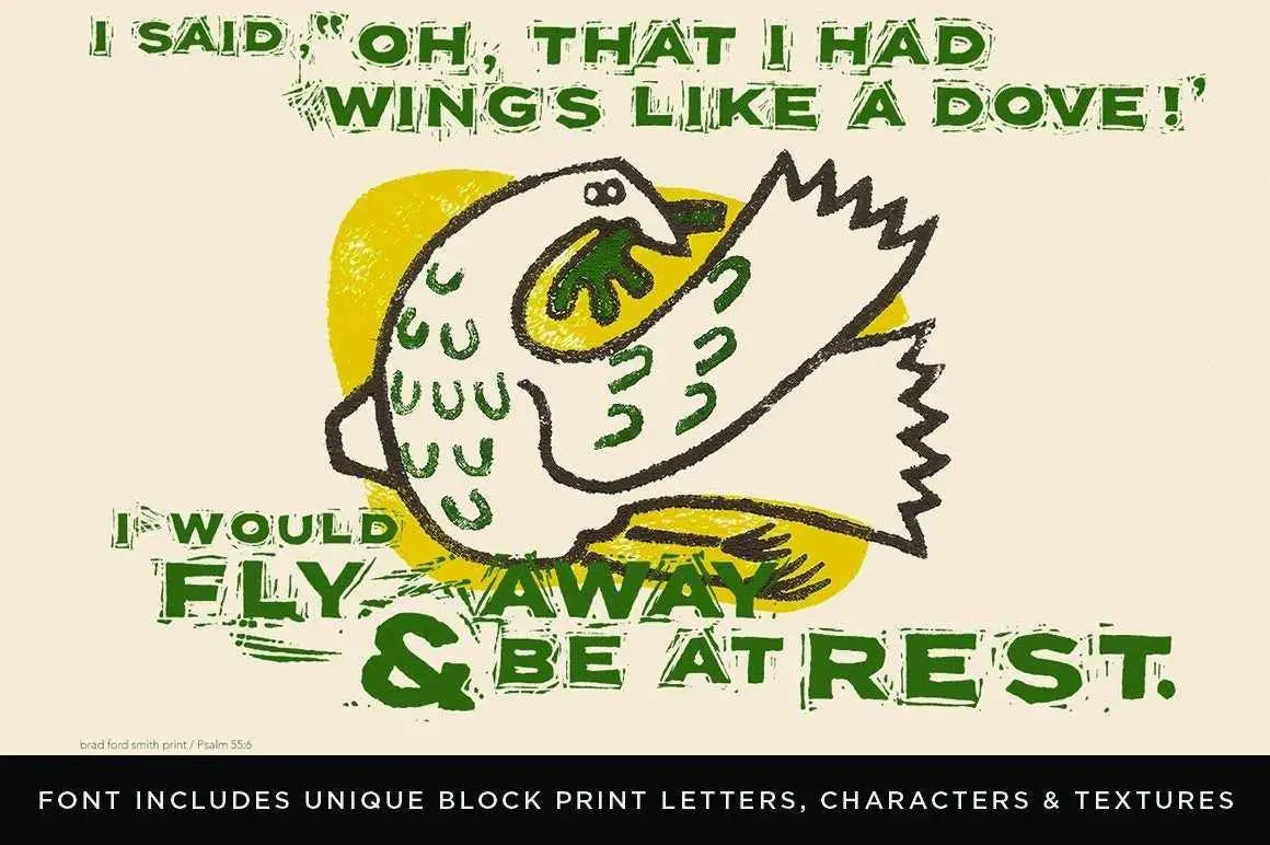 Blockprint Font & Brush Pack for Adobe Illustrator & Photoshop