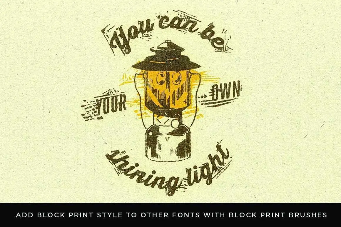Blockprint Font & Brush Pack for Adobe Illustrator & Photoshop