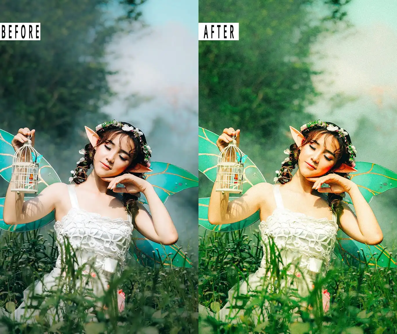 Garden Portrait Photoshop Action & Lightrom Preset Free Download