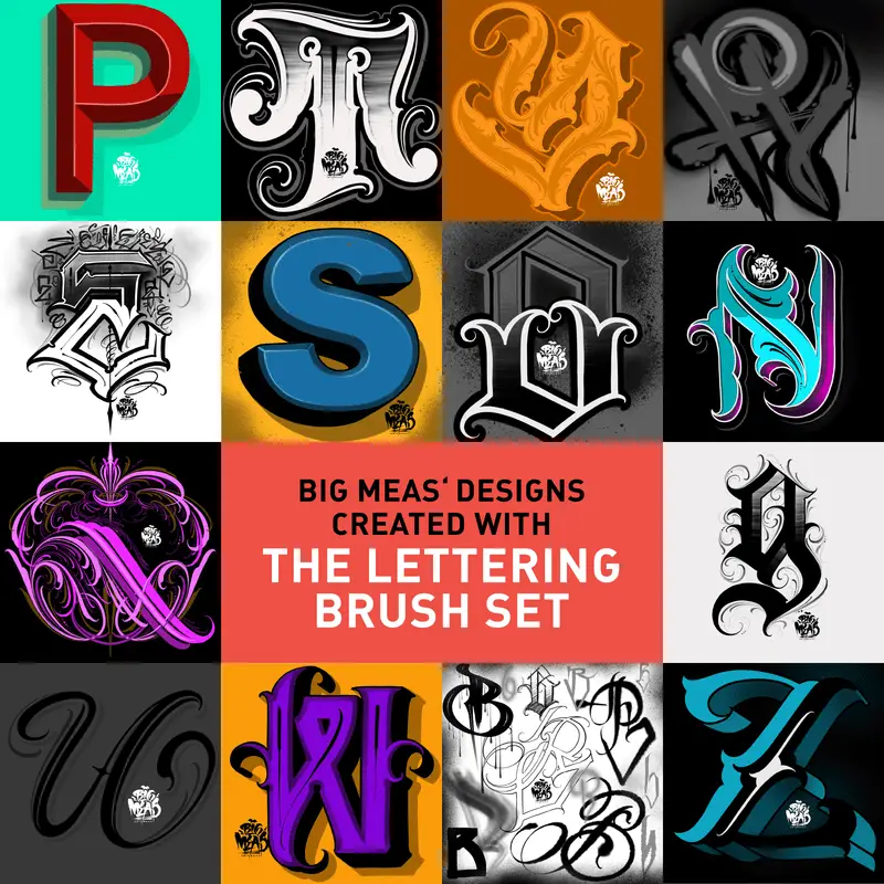 Lettering by Big Meas – 89 Procreate Brushes for Script