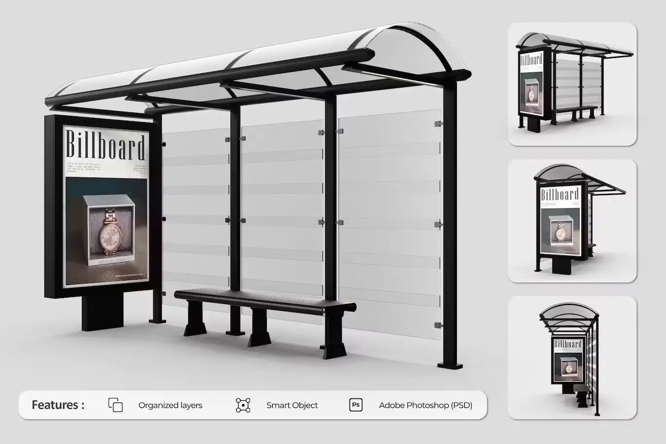 Billboard Bus Station Mockup for Photoshop