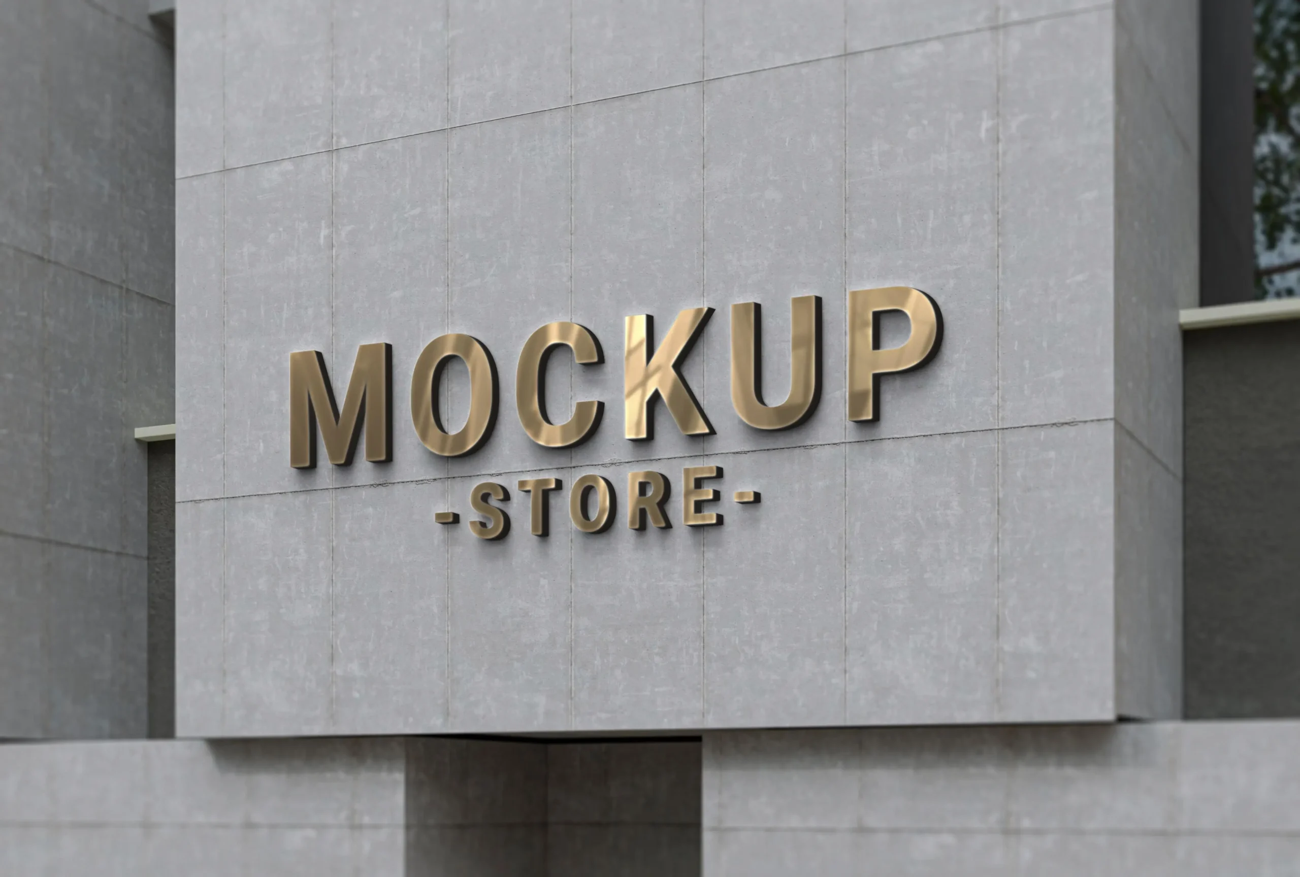Corporate Logo Mock-Up On Concrete Facade