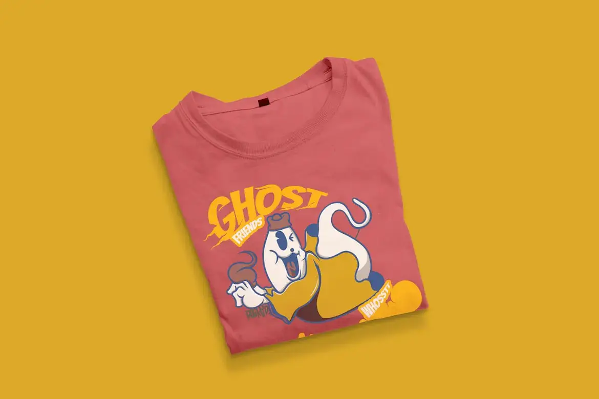 Folded Red T-Shirt Mockup for Designers