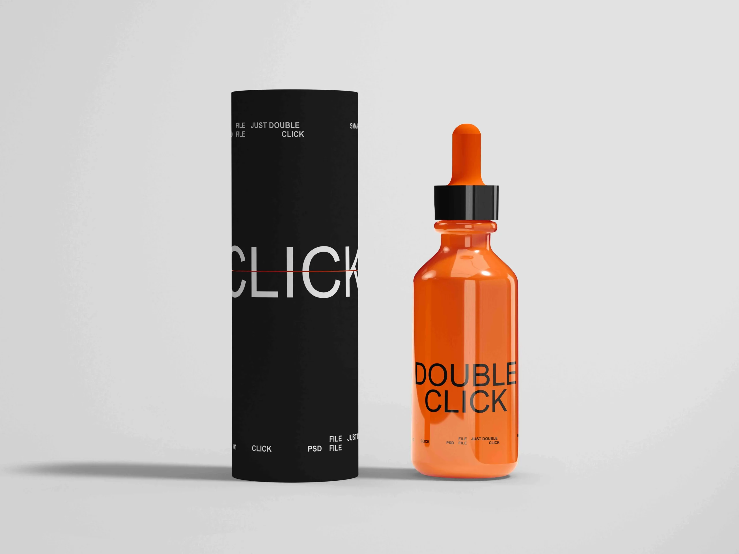 Glass Bottle And Paper Tube Mockup Set