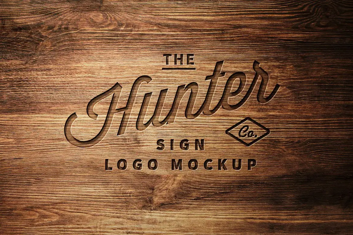 Wood Carving Logo Mockup - Realistic Presentation