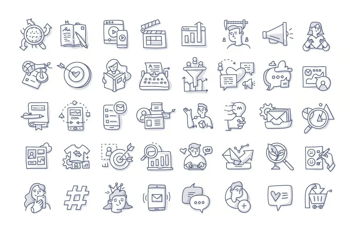 120 Marketing Doodle Icons for Creative Campaigns